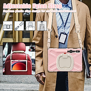 Tablet Protective Case Shockproof Heavy Duty TPU Case Compatible with Samsung Galaxy Tab S9 11 Inch 2023 X710/X716B/X718U,Rotating Kickstand Handle Shoulder Strap,Protective Cover Drop-Proof Shock-Pro