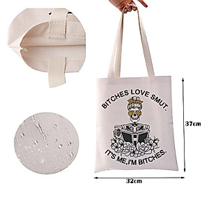 ZJXHPO Smut Slut Tote Bag Smut Book Lover Shoulder Bag Spicy Book Reader Reusable Grocery Shopping Bag Dark Romance handbag (Smut Bitches Tote bag)