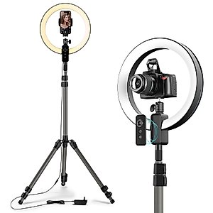 Viozon 12'' Ring Light with Extendable 79'' Tripod, Compatible with 3.5-6.7'' Phone &DSLR,Remote Control,Dimmable LED Selfie Circle Lights for YouTube/Tiktok/Photography/Zoom Meeting