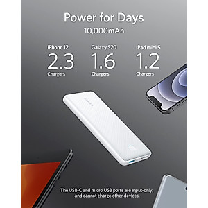 Anker Portable Charger, Power Bank, 10,000 mAh Battery Pack with PowerIQ Charging Technology and USB-C (Input Only) for iPhone 15/15 Plus/15 Pro/15 Pro Max, iPhone 14/13 Series, Samsung Galaxy