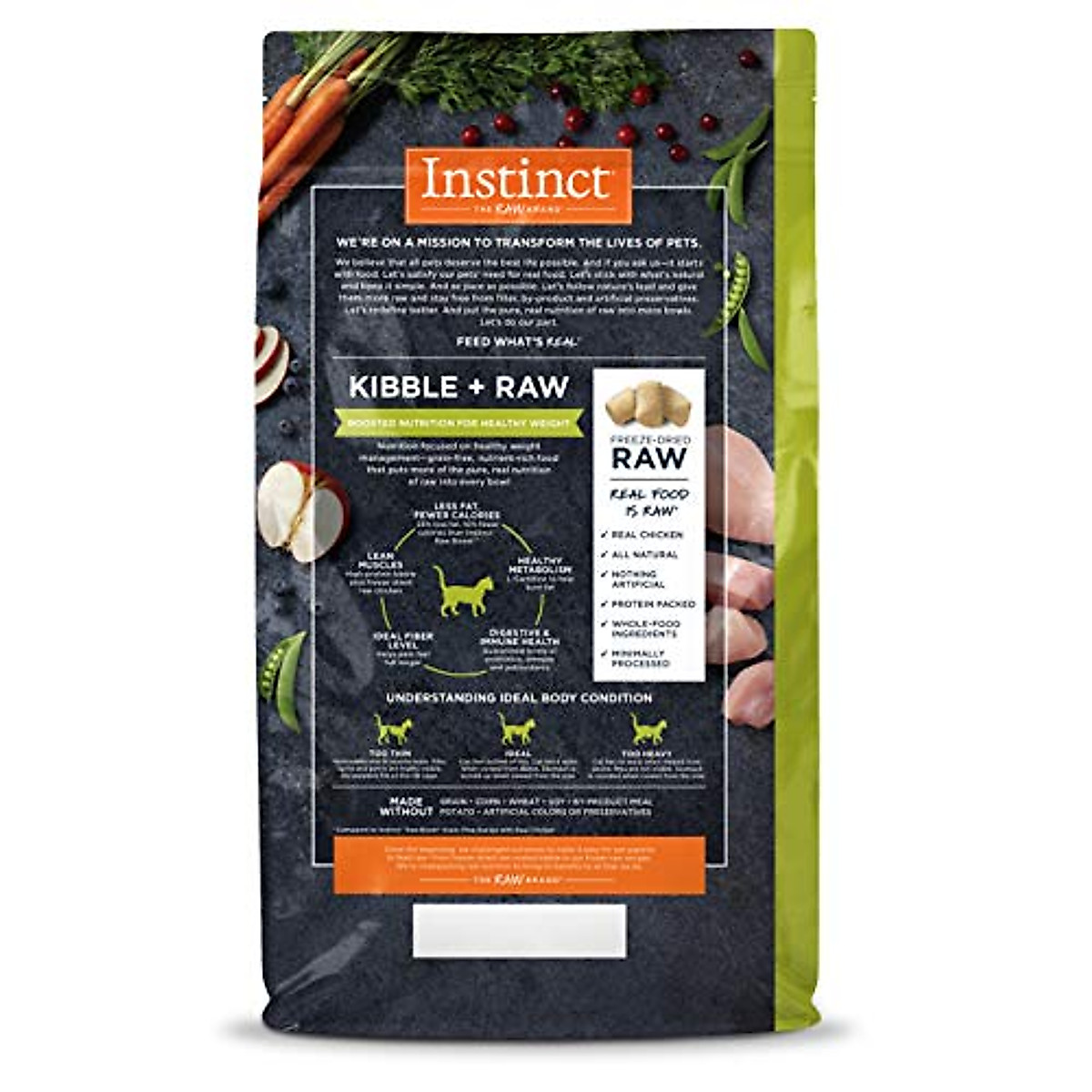 Instinct Raw Boost Healthy Weight Grain Free Recipe with Real Chicken Natural Dry Cat Food, 10 lb. Bag