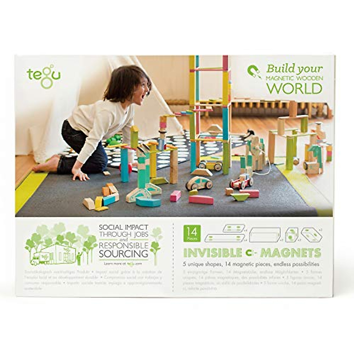 14 Piece Tegu Magnetic Wooden Block Set, Sunset