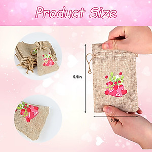 DERAYEE 36 Pcs Valentine's Day Burlap Bags, 4 x 6 Inches Heart Linen bags with Drawstring Mini Jute Candy Bags for Wedding Bridal Shower Valentine's Day Party Favors