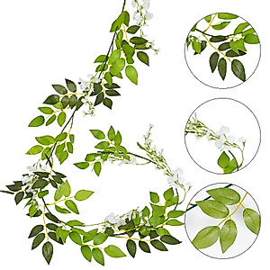 Dolicer Wisteria Artificial Flower Garland 4Pcs Total 24Ft, Artificial Wisteria Garland, White Wisteria Flower Vines, Silk Wisteria Hanging Flowers for Wedding Arch Outdoor Ceremony Garden Porch Decor