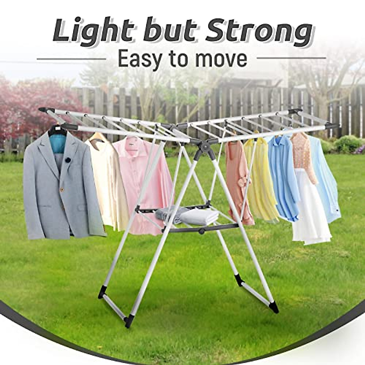YUBELLES 53.54 * 20.28 * 36.02in Clothes Drying Rack, Gullwing Space-Saving Laundry Rack, Space Saving Laundry Drying Rack, Easy Storage Laundry Indoor and Outdoor Use