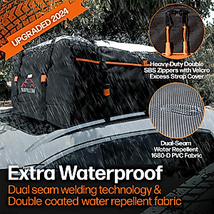 RoofPax Expandable 15/19 cft. Car Rooftop Cargo Carrier Bag Waterproof Storage Including Double Zippers Integrated Mat 10 Heavy-Duty Tie-Down Straps fit Cars with/Without Roof Top Rack or Side Rails