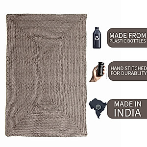 Super Area Rugs Lichfield Gray Braided Rug for Living Room - Washable Braided Rug - Woven Rug for Bedroom - Charcoal Gray 5' x 8' Rectangle