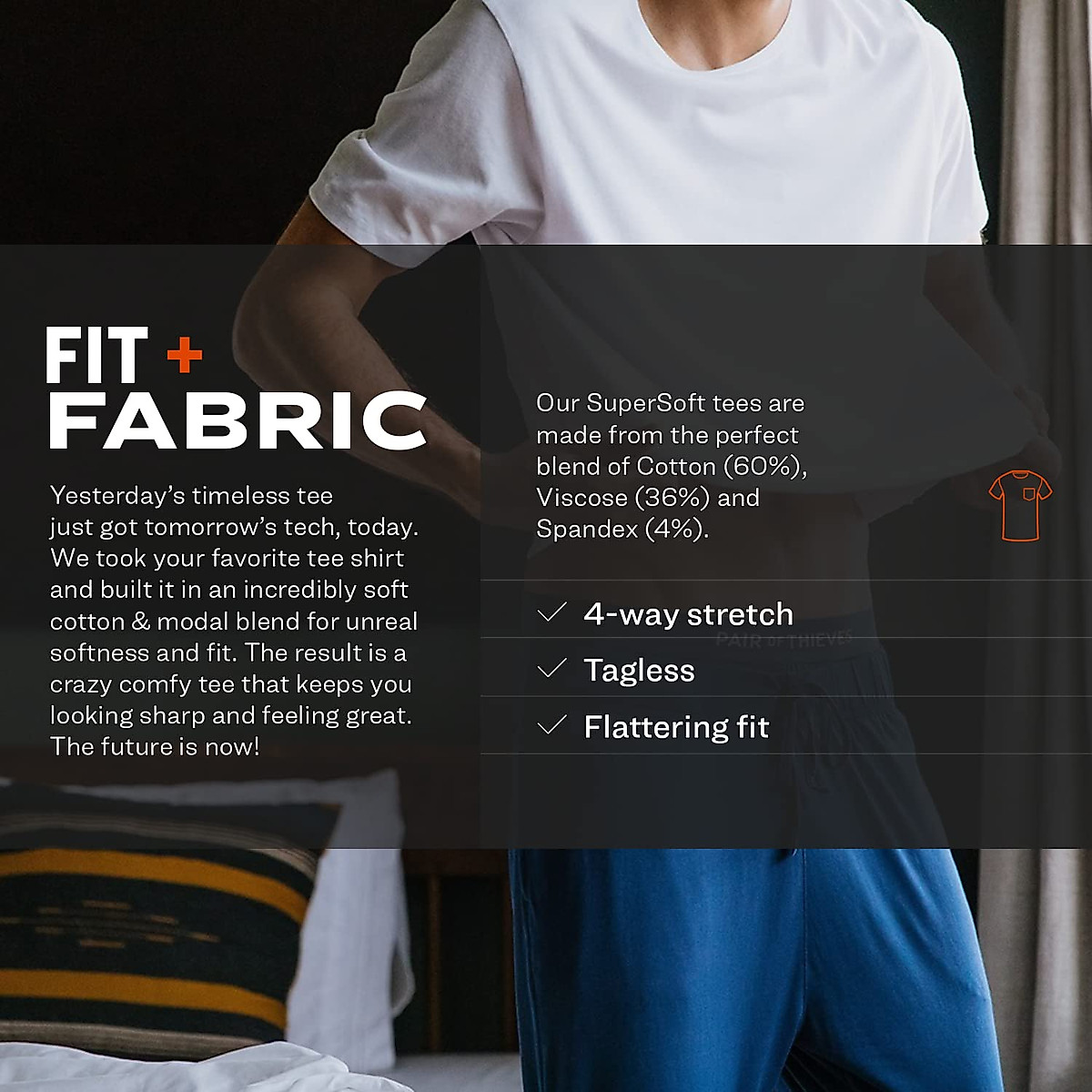 Pair of Thieves Men's 3-Pack Super Soft V-Neck T-Shirt, White/Black, Large