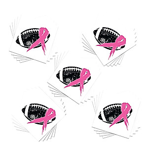 FashionTats Pink Ribbon Football Breast Cancer Temporary Tattoos | Pack of 25 | MADE IN THE USA | Skin Safe | Removable