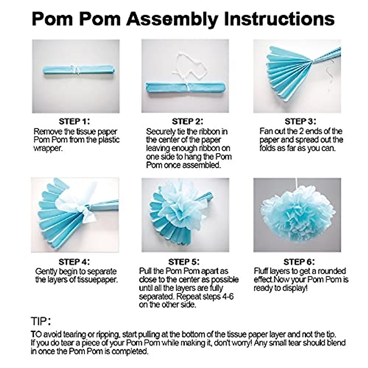 Blue Birthday Party Decorations for Men Women Boys Girls,Birthday Party Supplies Birthday Balloons, Happy Birthday Banner,Tissue Pompoms, Hanging Swirl Star Garland for Birthday Decorations of All Age