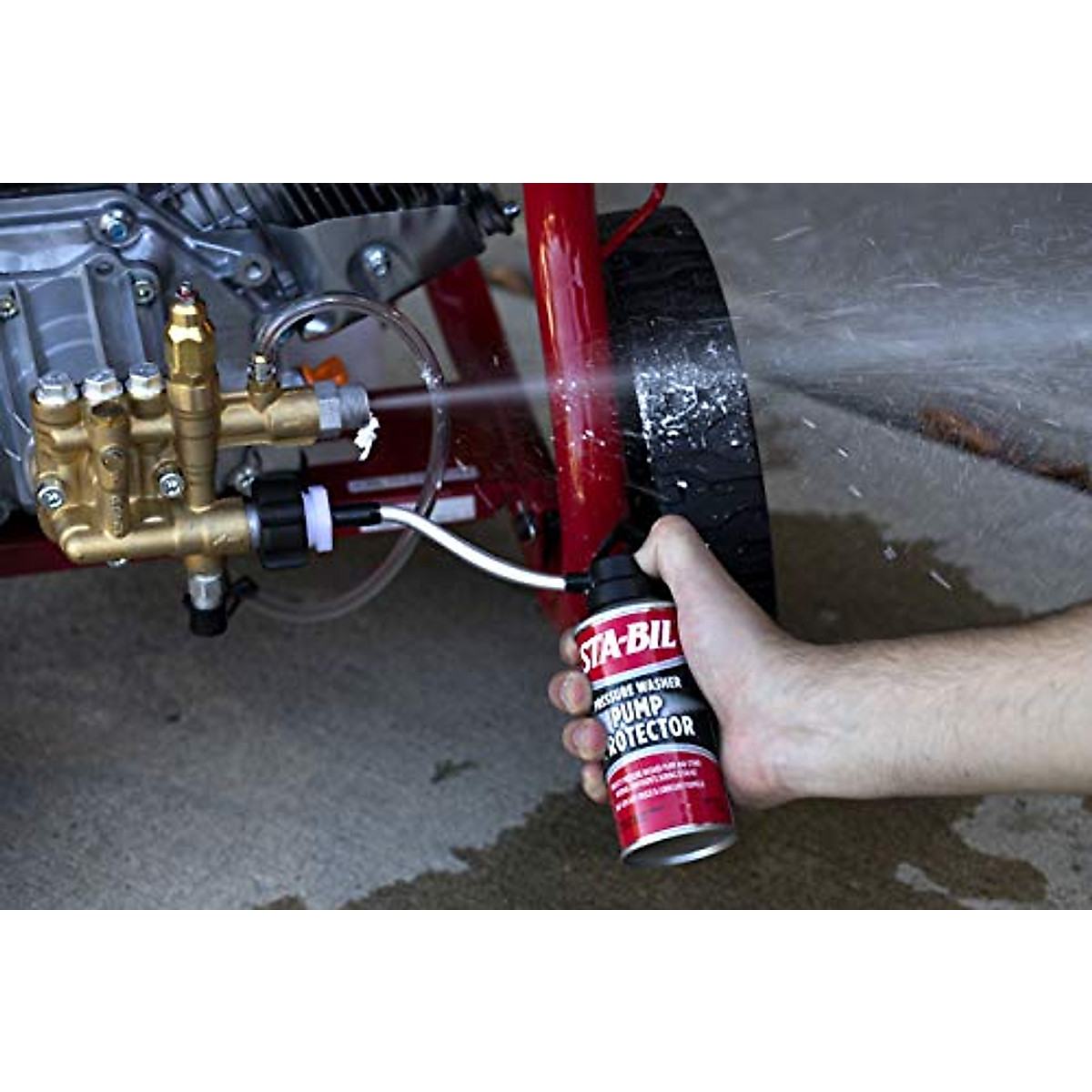 STA-BIL Pump Protector - Protects Pressure Washer Pumps and Other Internal Components During Storage, Next Gen Anti-Freeze and Lubricant Formula, 4oz (22007) , Red