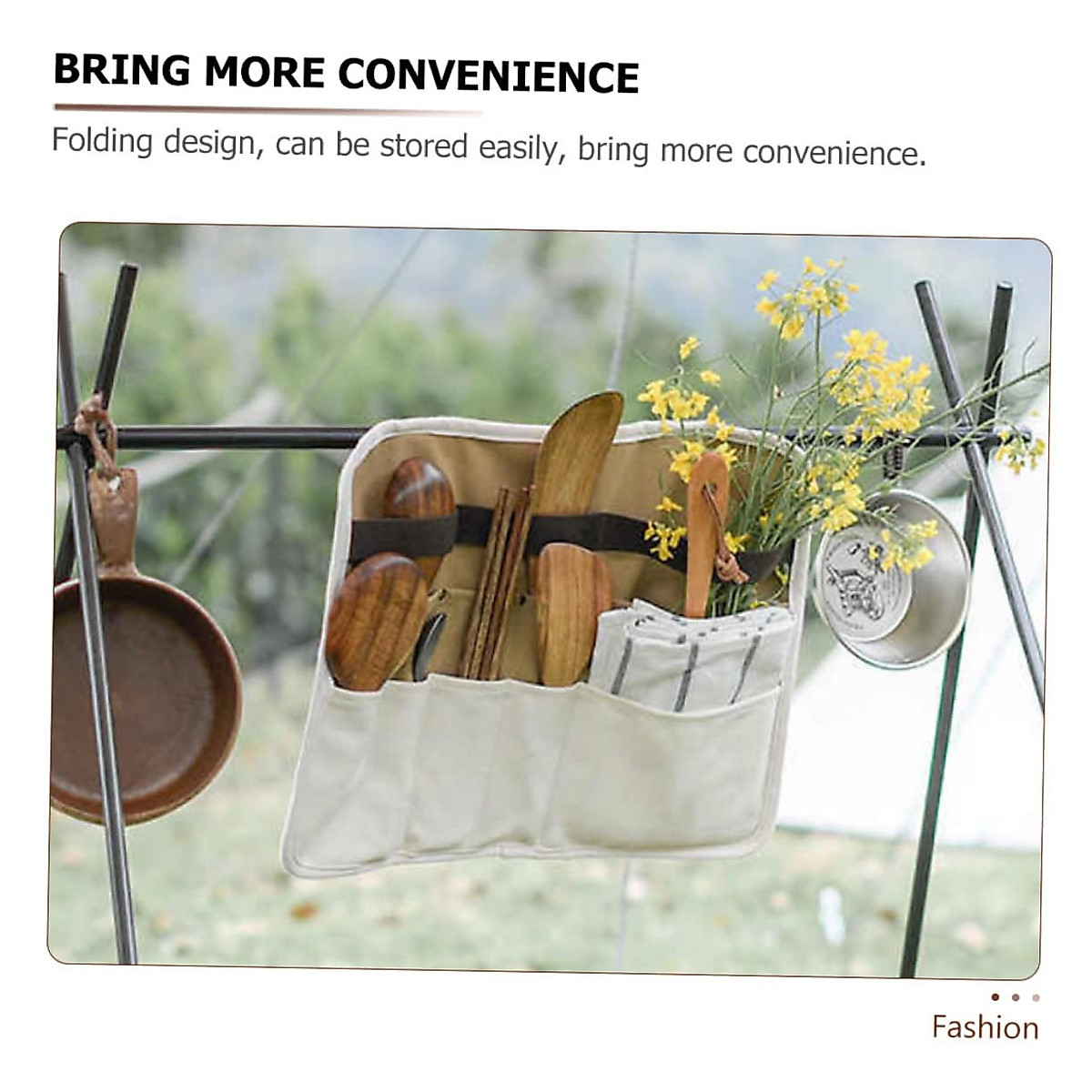 INOOMP 1pc Outdoor Storage Bag Camping Cutlery Organizer Tableware Bags Utensil Storage Bag Outdoor Tableware Pouch Picnic Tableware Storage Bag Guard Travel Canvas Hanging Spoon Pocket