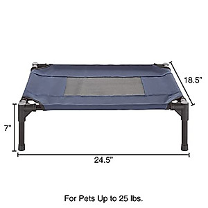 Elevated Dog Bed – 24.5x18.5 Portable Bed for Pets with Non-Slip Feet – Indoor/Outdoor Dog Cot or Puppy Bed for Pets up to 25lbs by Petmaker (Blue)