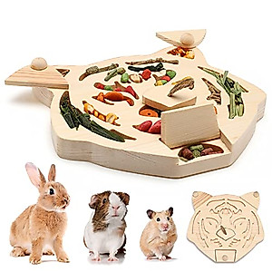 Sieral Wooden Enrichment Foraging Toy for Small Pet 7.7''x 7.1'' Interactive Hide Treats Puzzle Rabbit Toys Small Animal Toys Mental Stimulation Toys for Guinea Pig Hamster Bunny Rat Chinchilla