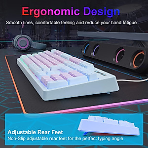 chuangquan CQ104 Mechanical Feeling Keyboard Rainbow LED Backlit USB Wired Floating Gaming Keyboard for Windows PC Laptop