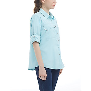 Little Donkey Andy Women's UPF 50+ UV Protection Shirt, Long Sleeve Fishing Shirt, Breathable and Fast Dry Blue XXL