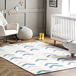 nuLOOM Evelyn Kids Chevron Nursery or Playroom Area Rug, 6' x 9', Multi