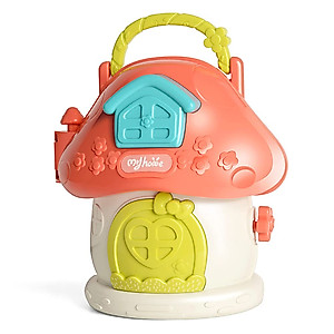 haomsj Mushroom House Toy Doll for Little Girls Toddler , 14PCS Pockets Playsets for Girls, Extendable Mushroom Dollhouse with Sound Light, Preschool Toys for One Year