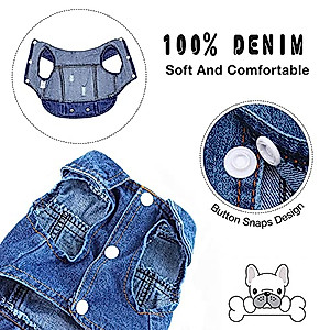 SILD Pet Clothes Dog Jeans Jacket Cool Blue Denim Coat Small Medium Dogs Lapel Vests Classic Hoodies Puppy Blue Vintage Washed Clothes
