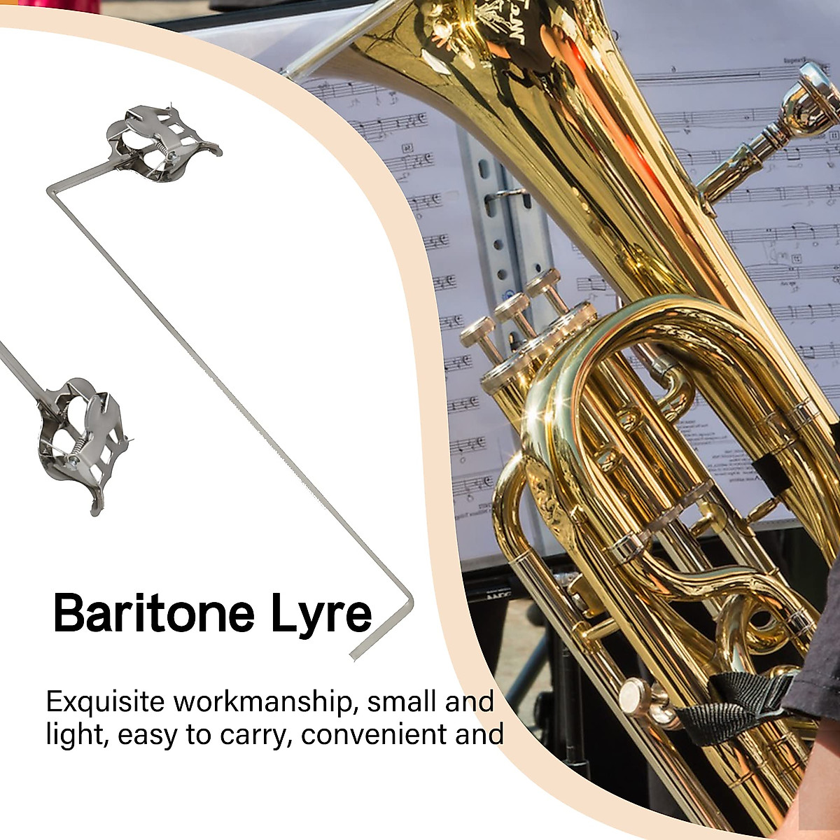 Bstinay 3/4 Vertical Keys Euphonium Marching Clamp-On Silver Music Sheet Clip Music Sheet Clip Replacement for Bass Saxophone