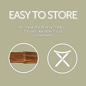 Nordic Style Assembled Bathroom, Spa Teak Wood Folding Stool and Seat 17.7" (Oiled)