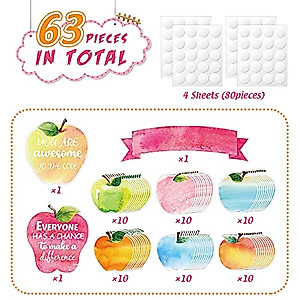 63 Pieces Paper Fruit Cutouts Bulletin Board Set, Watercolor Fruit Accent Cutouts Classroom Wall Decorations Motivational Fruit Calendar Decor Name Tags for Back To School, First Day of School