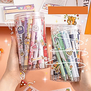 MLAFE Kawaii gel pen cute creative 30 packs black water pen Kawaii signature pen office pen cute school supplies (Style six)