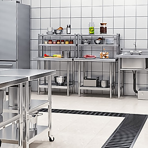 YITAHOME NSF Stainless Steel Table with Overshelves, 36" X 24" Work Table with 36" X 12" Shelf, Metal Table Prep Table for Home Kitchen Restaurant Garage Warehouse