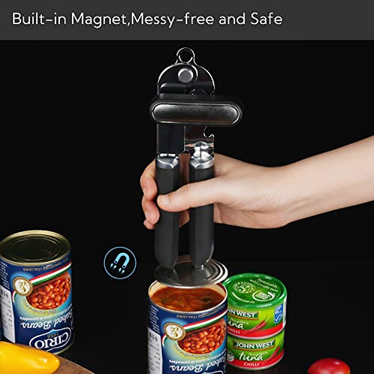 KITCHENDAO Can Opener Manual, 2nd Generation Blade, Handheld Can Opener with Magnet, Super Sharp Cutting Wheel for Smooth Edge Cut, Soft Grip,Oversized Knob for Seniors & Arthritis, Easy to Use