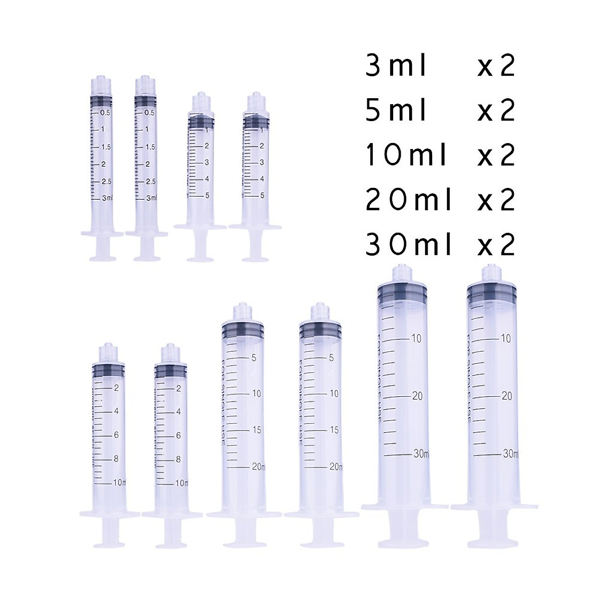 Needle with Syringe Set-10pcs 3ml,5ml,10ml,20ml, 30ml Indutrial Syringe with 20pcs Different Size 1/2" Stainless Blunt Tip Needle Great