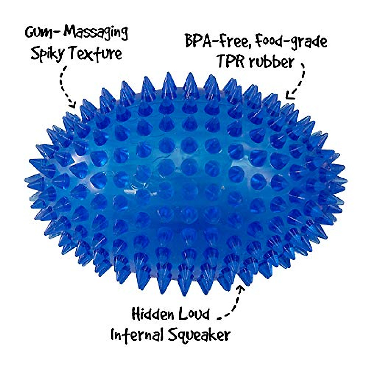 Gnawsome™ 4.5” Spiky Squeaker Football Dog Toy - Large, Cleans Teeth and Promotes Good Dental and Gum Health for Your Pet, Colors Will Vary,All Breed Sizes