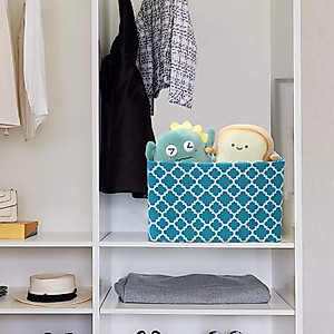 HOKEMP 2 Pack Storage Bins Foldable Stackable Underbed Storage Baskets with Steel Frame for Toys, Bookshelves, Clothes, Home Closet, Laundry (Blue lantern)