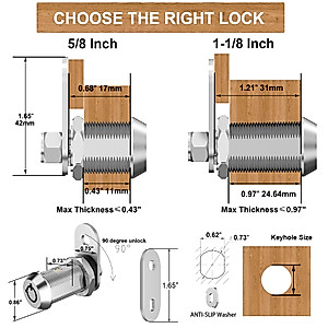 3 Pack Cabinet Locks with Keys, 5/8" Cam Locks Keyed Alike, RV Storage Lock for RV Compartment Door Mailbox Toolbox Locks Replacement Set, Chrome