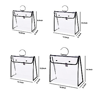 Hanging Handbag Organizer, PVC Purse Storage Bag Dustproof, Space-Saving Handbag Protector with Joinable Design, 4 PCS (Transparent black border, 4PCS (S+M+L+XL))