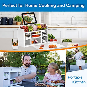 Valleyhike Meal Prep Kitchen Station - Food Prep Station, Outdoor Mobile Barbecue Portable Camping Kitchen Box Prep Station