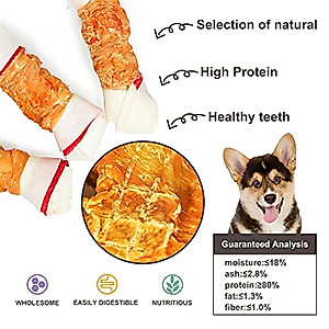 Jungle Calling Chicken Wrap Knotted Bones Dog Chews 6.5" Pack of 4, Long Lasting Beefhide Treats Real Chicken Wrap Rawhide Bones for Large Dogs Training Treats (3 Packs)…