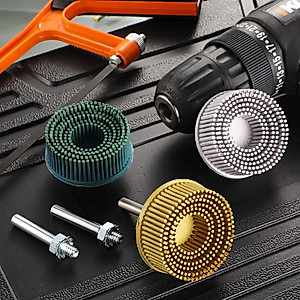 3 Pieces 2 Inch Bristle Disc Assorted Grit 50# 80# 120# Coarse Bristle Disc Attachment Abrasive Coating Removal Disc with 1/4 Inch Round Shank (50# 80# 120#)