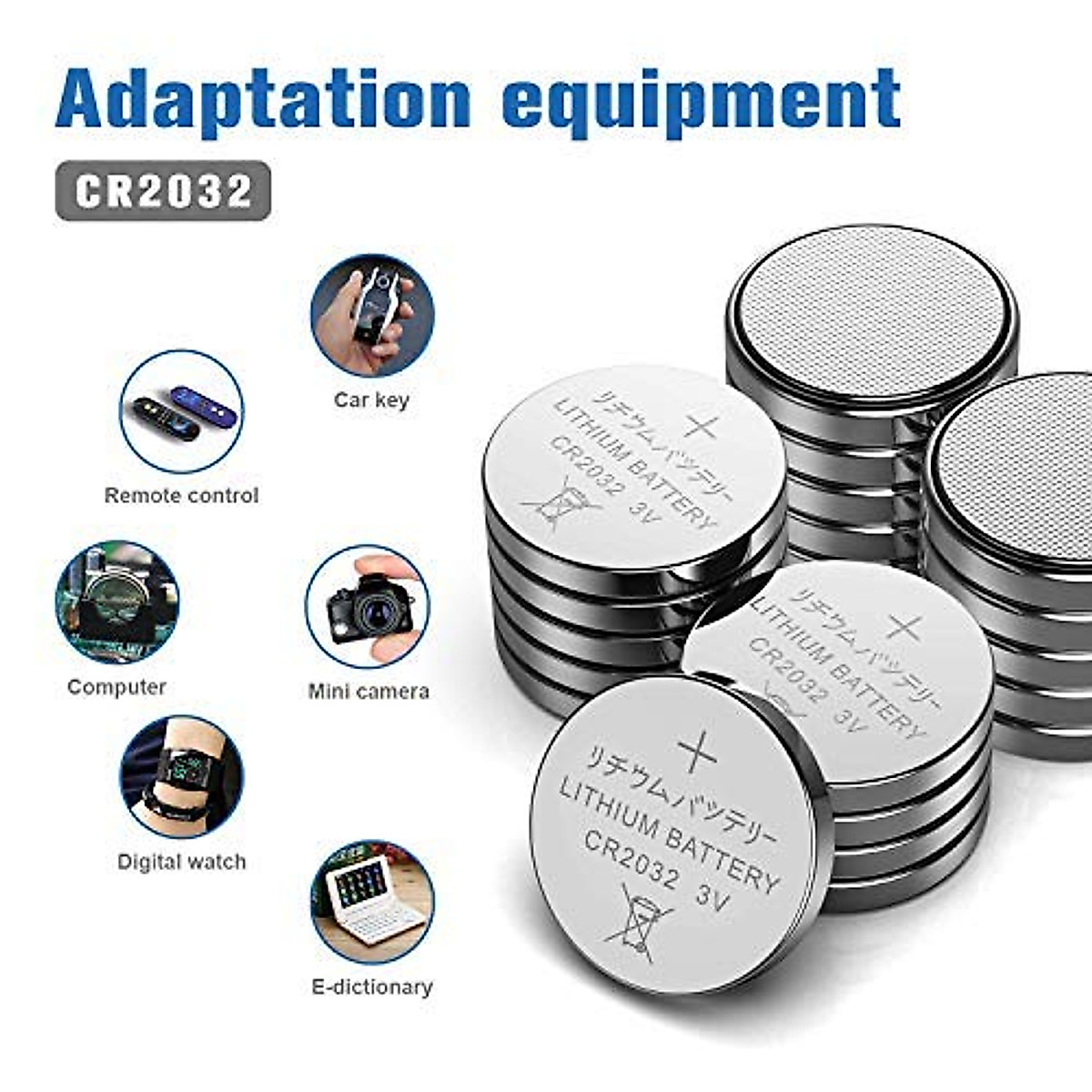 GutAlkaLi CR2032 Lithium 3V Battery, Electronic Coin Cell Button for Toys Calculators Watches (40 Pcs)