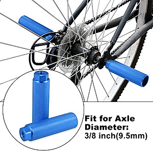 X AUTOHAUX Pair Aluminum Alloy Rear Foot Pegs Footrests Universal Blue for BMX MTB Bike Bicycle Fit 3/8 Inch Axles