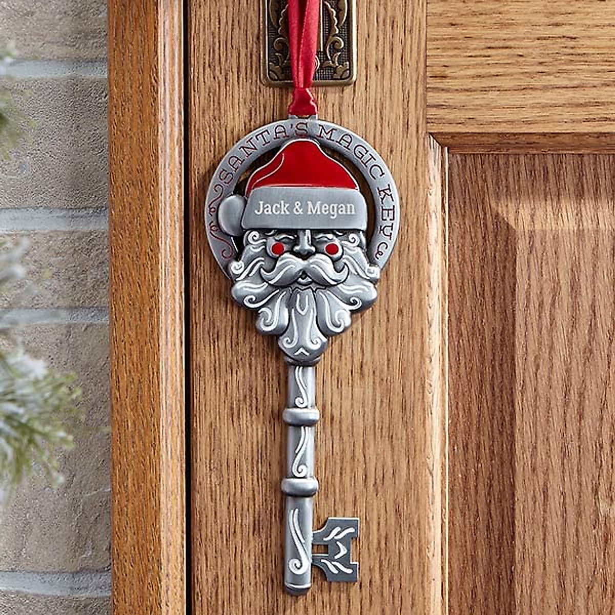 Personalization Universe Santa's Magic Personalized Key- Ideal for Homes Without Chimneys, Engraved Santa Key, Christmas Decorative Key with Red Satin Ribbon and Velvet Pouch