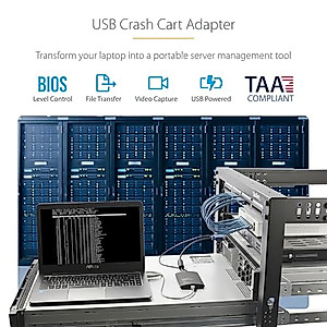 StarTech.com Portable Laptop Crash Cart Adapter, USB/VGA KVM Console, File Transfer & Video Capture, Windows/Linux/MacOS, TAA