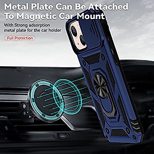 Hitaoyou iPhone 13 Mini Case, iPhone 13 Mini Case with Camera Cover & Kickstand Military Grade Shockproof Heavy Duty Protective Girls Women Boy Men Phone Case for iPhone 13 Mini 5.4'' Blue