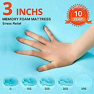 3 Inch Gel Memory Foam Mattress Topper Queen Size, Cooling Mattress Pad for Back Pain, with Removable Bamboo Cover，Bed Topper Soft & Breathable