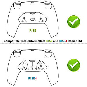 Black Performance Rubberized Grip Redesigned Back Shell for PS5 Controller eXtremerate RISE & RISE4 Remap Kit - Controller & RISE Remap Board NOT Included