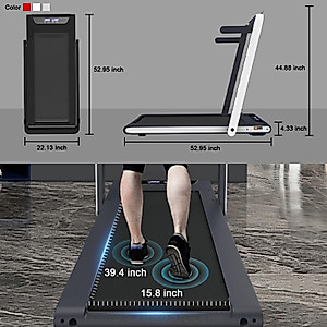 Jayktimo Treadmill, Walking Pad-7.6miles Under Desk Treadmill-2 in 1 Folding Treadmill-Treadmills for Home and Office, Black White