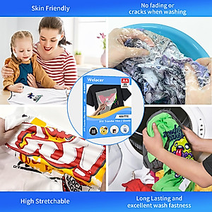 Welacer DTF Transfer Film Paper - A4(8.4" x 11.7") 25 Sheets Double-Side Matte Clear Pretreat Sheets, PET Heat Transfer Paper for Epson Inkjet Printer Direct Print on T Shirts Textile