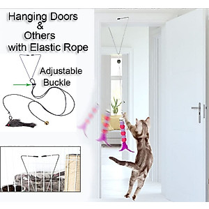 Alibuy Interactive Cat Toys,Hanging Cat Toy Kits 10Pcs Cat Feather Toys Hanging Door Retractable Ropes,Upgraded Mouse Toys Set Kitten Play Teaser for Cat Jump Exercise (10Pcs)