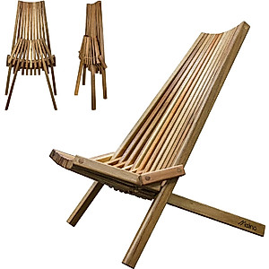 Generic Acacia Wood Folding Wooden Outdoor Chair -Stylish Low Profile Acacia Wood Lounge Chair for The Patio, Porch, Lawn, Garden or Home Furniture, Brown