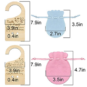 MoonBrush Tooth Fairy Door Hanger Set, with Tooth Bags Encourage Gift for Lost Teeth Kids, 4 Piece Set