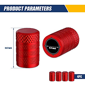 UGSHY 4 PCS Tire Valve Stem Caps for Car, Alloy Tire Valve Cap Set, Universal for Cars Trucks Motorcycles SUVs (Red)